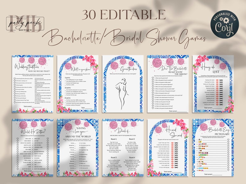 Editable Mamma Mia Bachelorette Bridal Shower Game set, paquete de ...