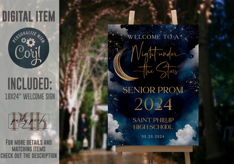Editable A Night Under the Stars Graduation Sign, Celestial Welcome ...