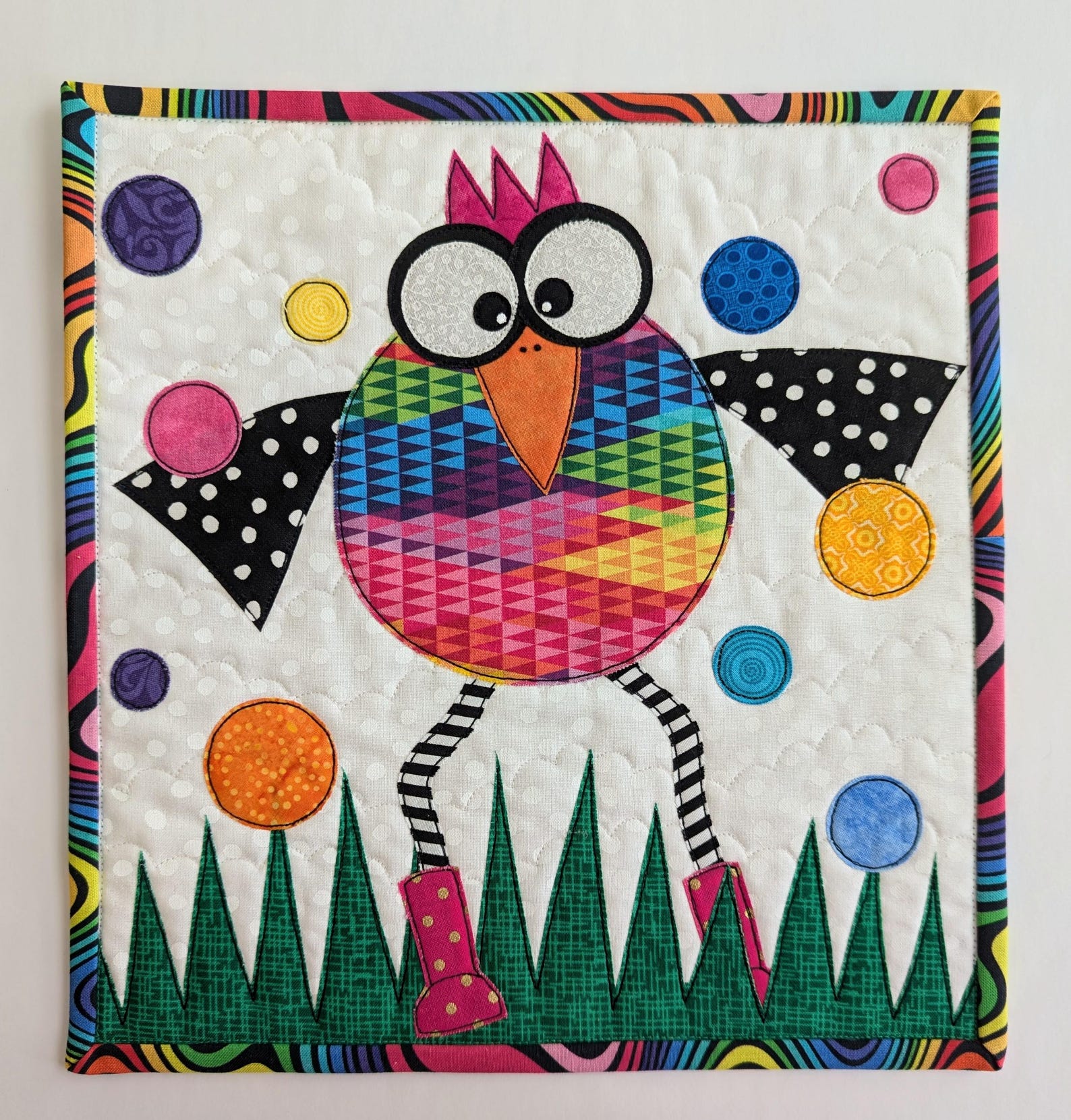 Razbeca Happy Birds - PDF Download Mini Quilt Applique Page - Raw Edge ...