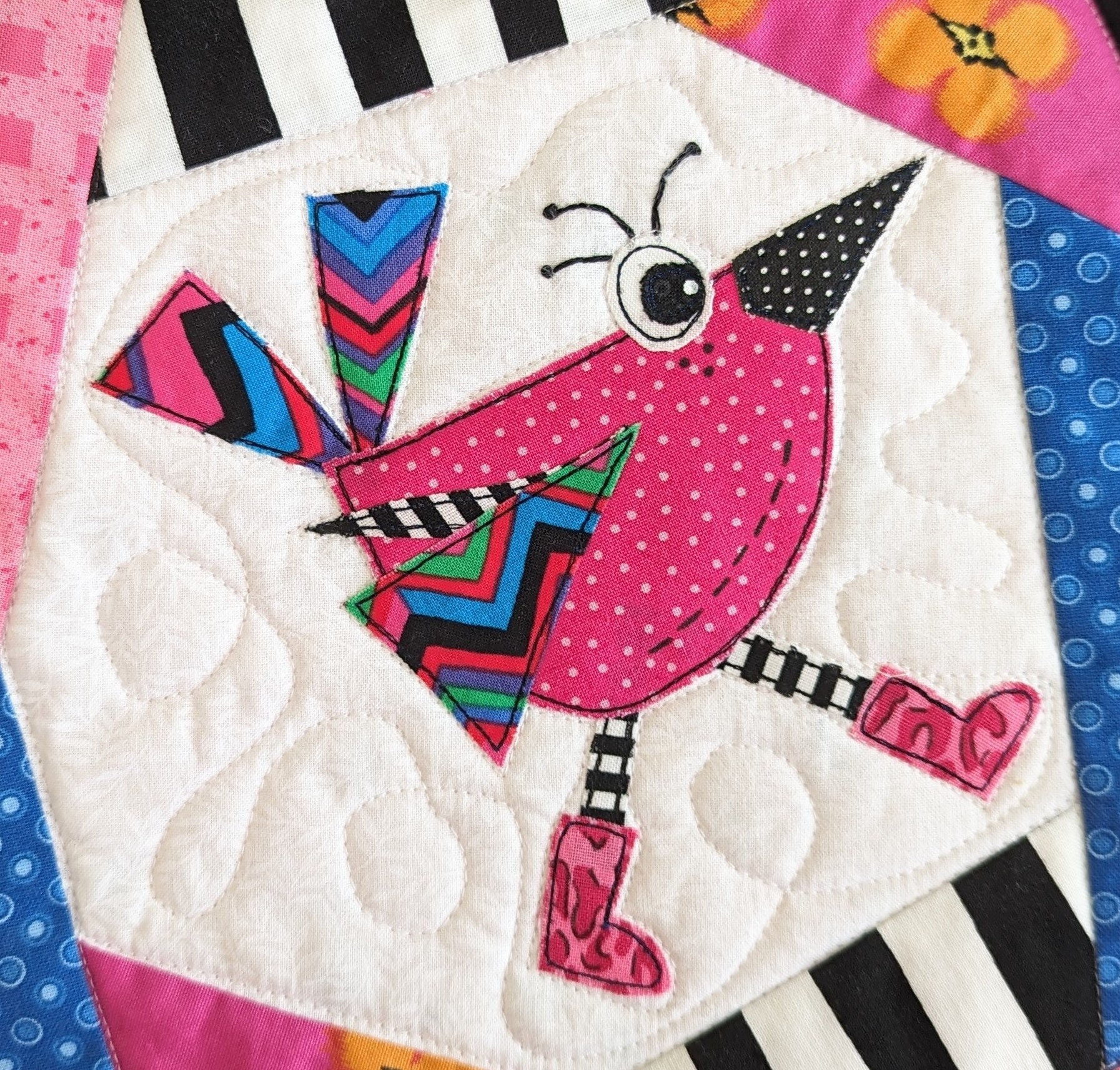 Ava on Ice - PDF Applique Page Mini Quilt Raw Edge Applique Wonky Bird ...