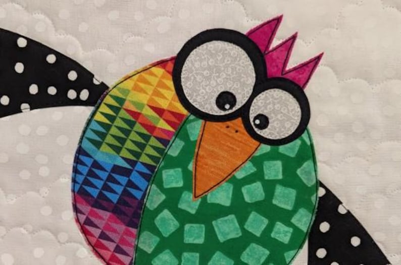 Razbeca Happy Birds - PDF Download Mini Quilt Applique Page - Raw Edge ...
