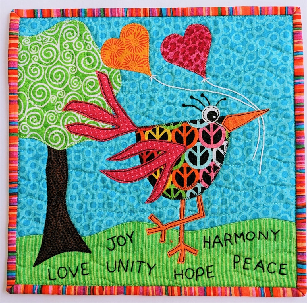 Bliss PDF Pattern - Full Color - Mini Quilt Pattern - Raw Edge Applique ...