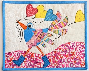 Love is in the Air PDF Pattern Full Color Mini Quilt Quilt Block Bird ...