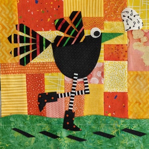 Cheryl Crowe PRINTED Applique Page - Mini Quilt -wonky Bird Pattern ...