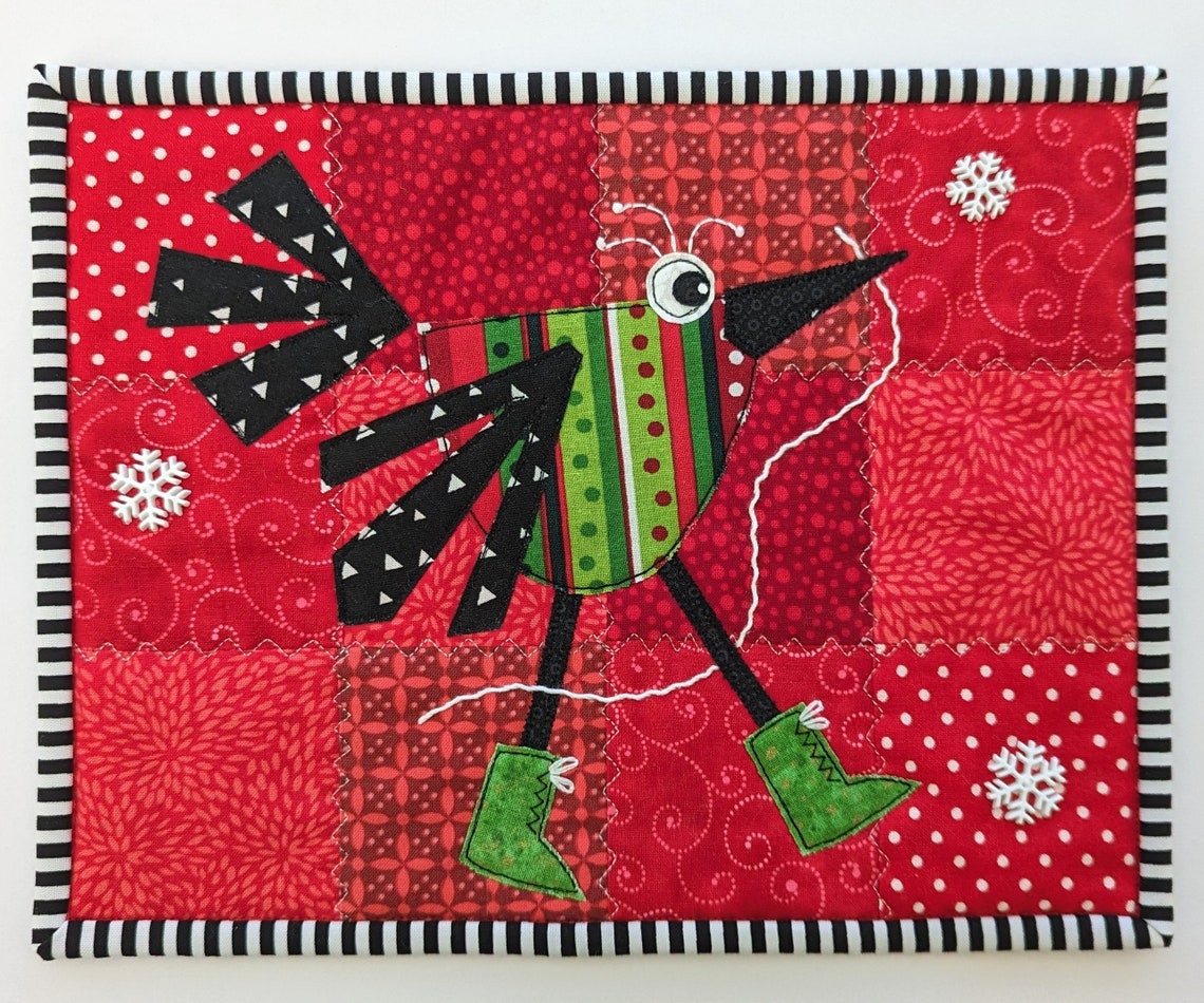 Making Merry PDF Mini Quilt Pattern - Raw Edge Applique - Full Color ...
