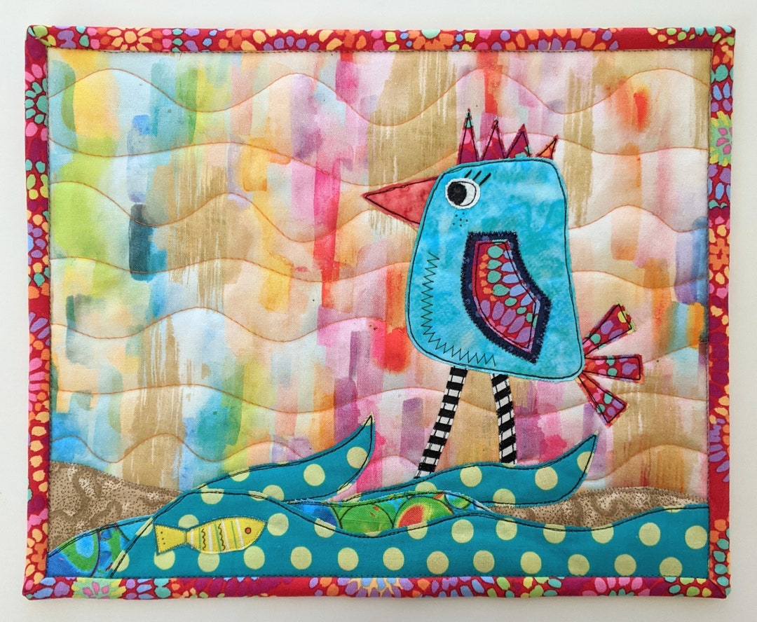 Clive PDF Applique Page Mini Quilt Raw Edge Applique Wonky Bird ...