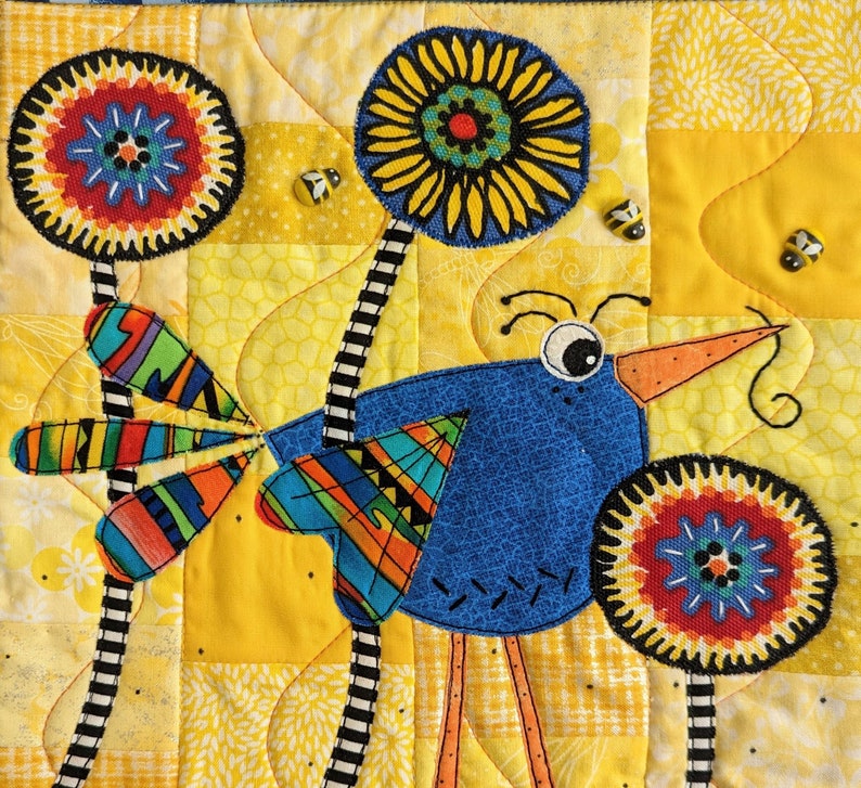 PERRY FABRIC KIT – Raw Edge Applique – Wonky Bird – Mini Quilt ...