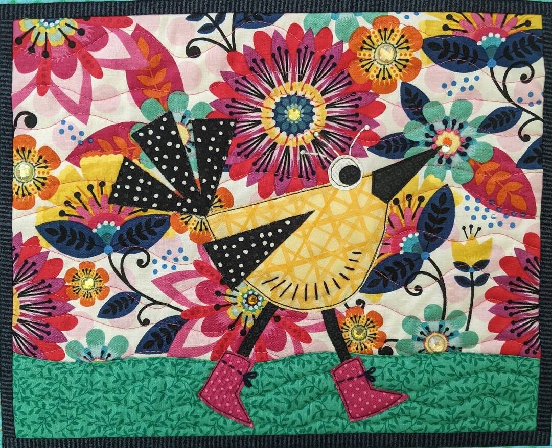 Annie PDF PATTERN - Full Color - Mini Quilt - Bird Block - Raw Edge ...