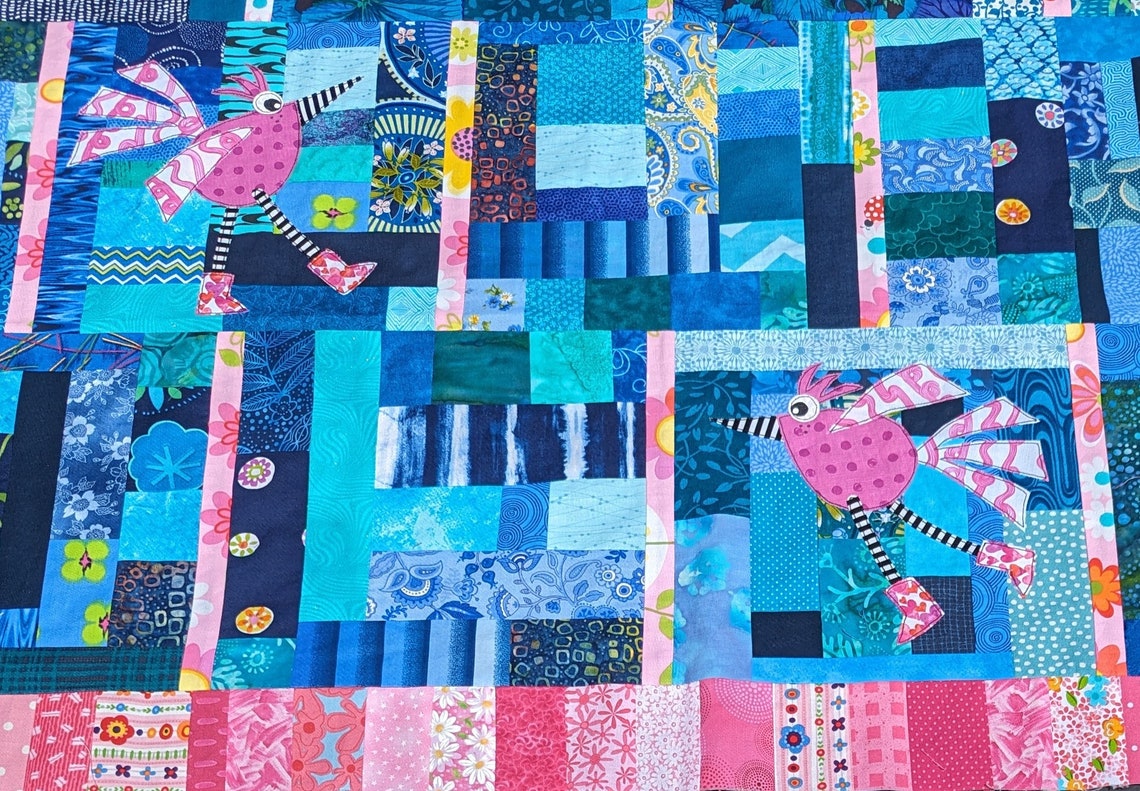 Scrappy Marian PRINTED Quilt Pattern - Raw Edge Applique - Razbeca's ...