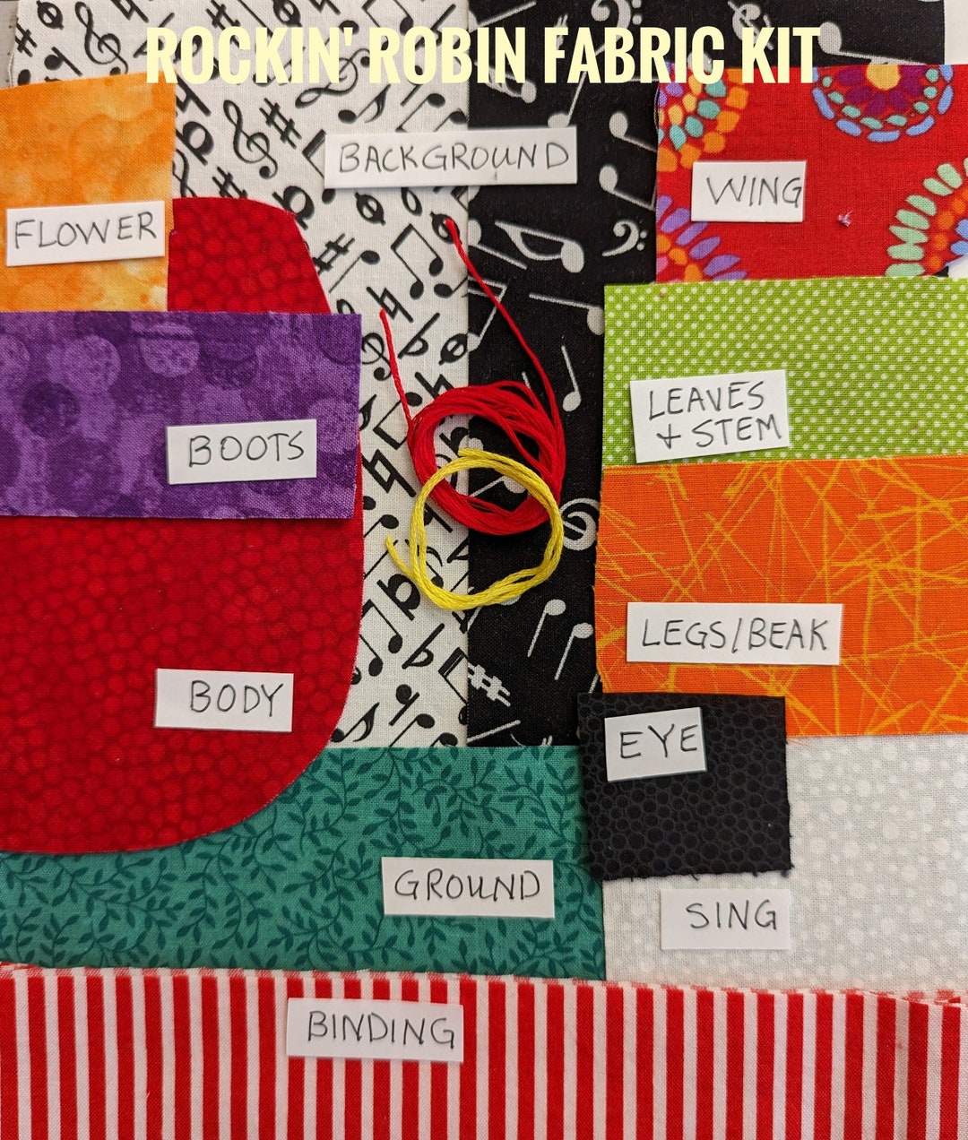 Robin FABRIC KIT ONLY Raw Edge Applique Wonky Bird Kit Mini Quilt Kit Razbeca's Birds - Etsy