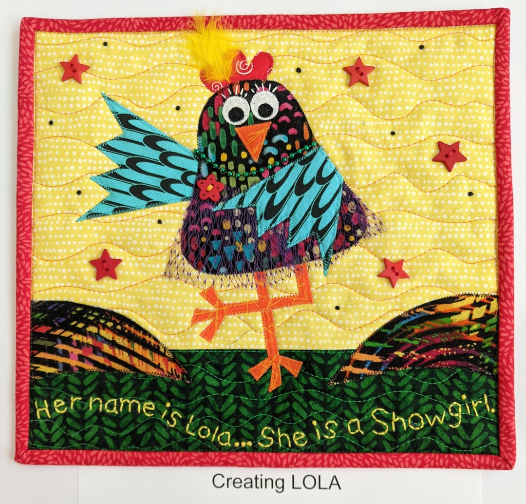 Lola PRINTED Full Color Pattern - Mini Quilt - Quilt Block - Bird ...