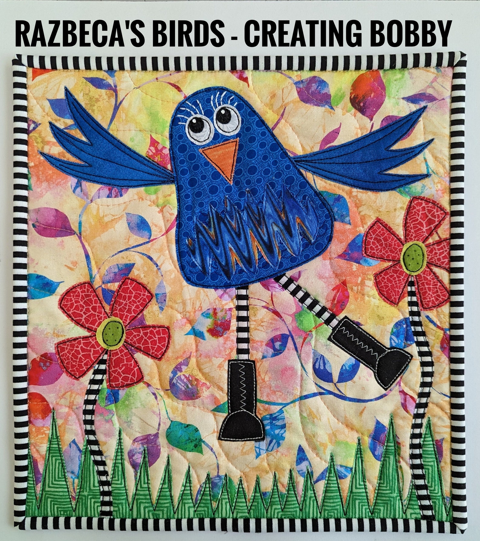 Bobby FABRIC KIT ONLY - Raw Edge Applique -wonky Bird Kit - Mini Quilt ...