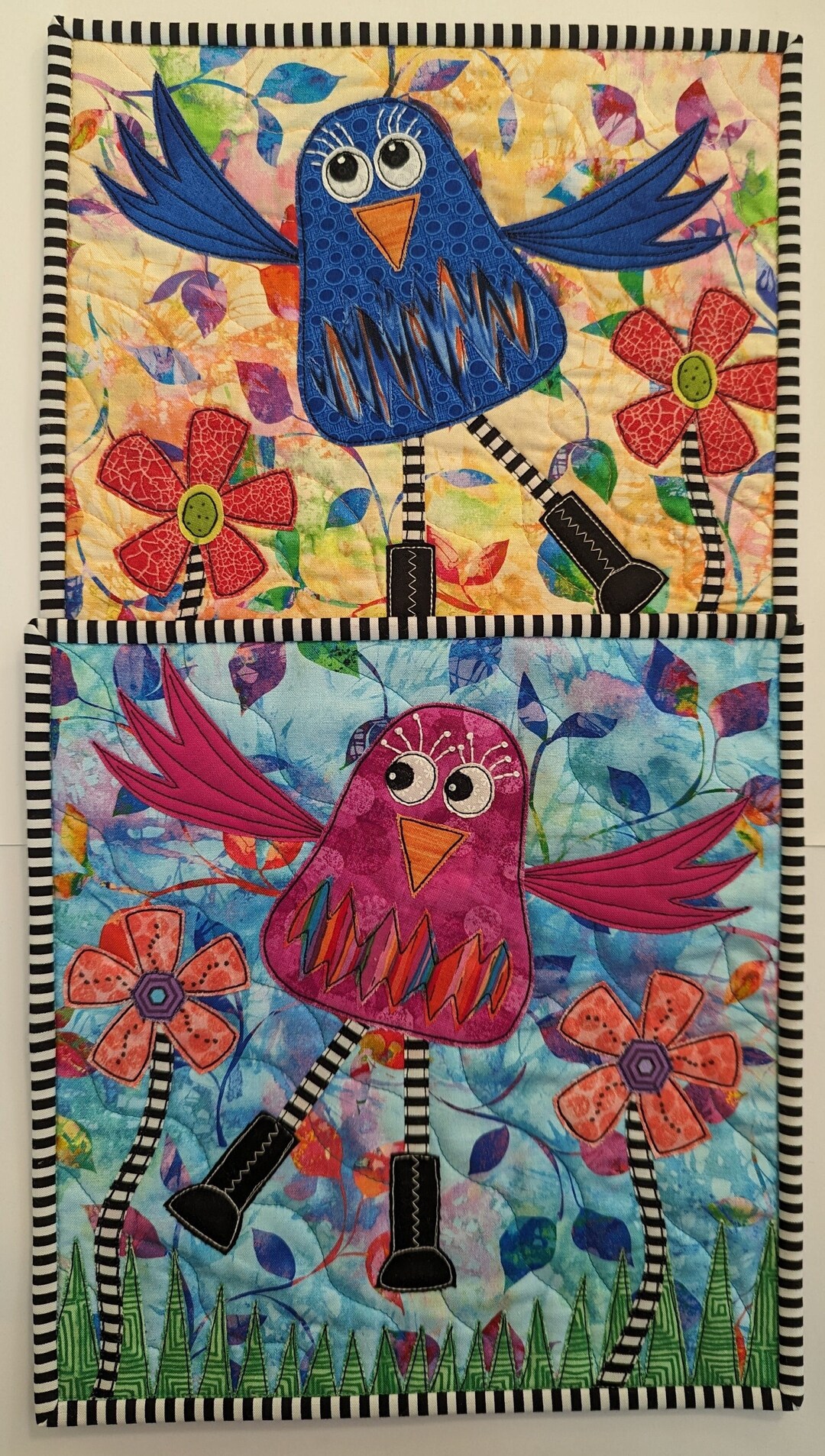 Bobby & Marcie - PRINTED Full Color Pattern Mini Quilt - Bird Pattern ...
