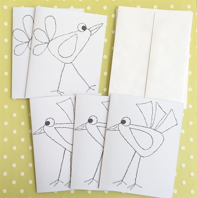 Razbeca's Birds Craft Project Note Cards Featuring Wonky - Etsy