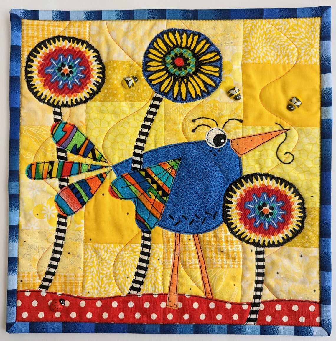 Perry PDF Pattern - Full Color - Mini Quilt- Bird Pattern - Raw Edge ...