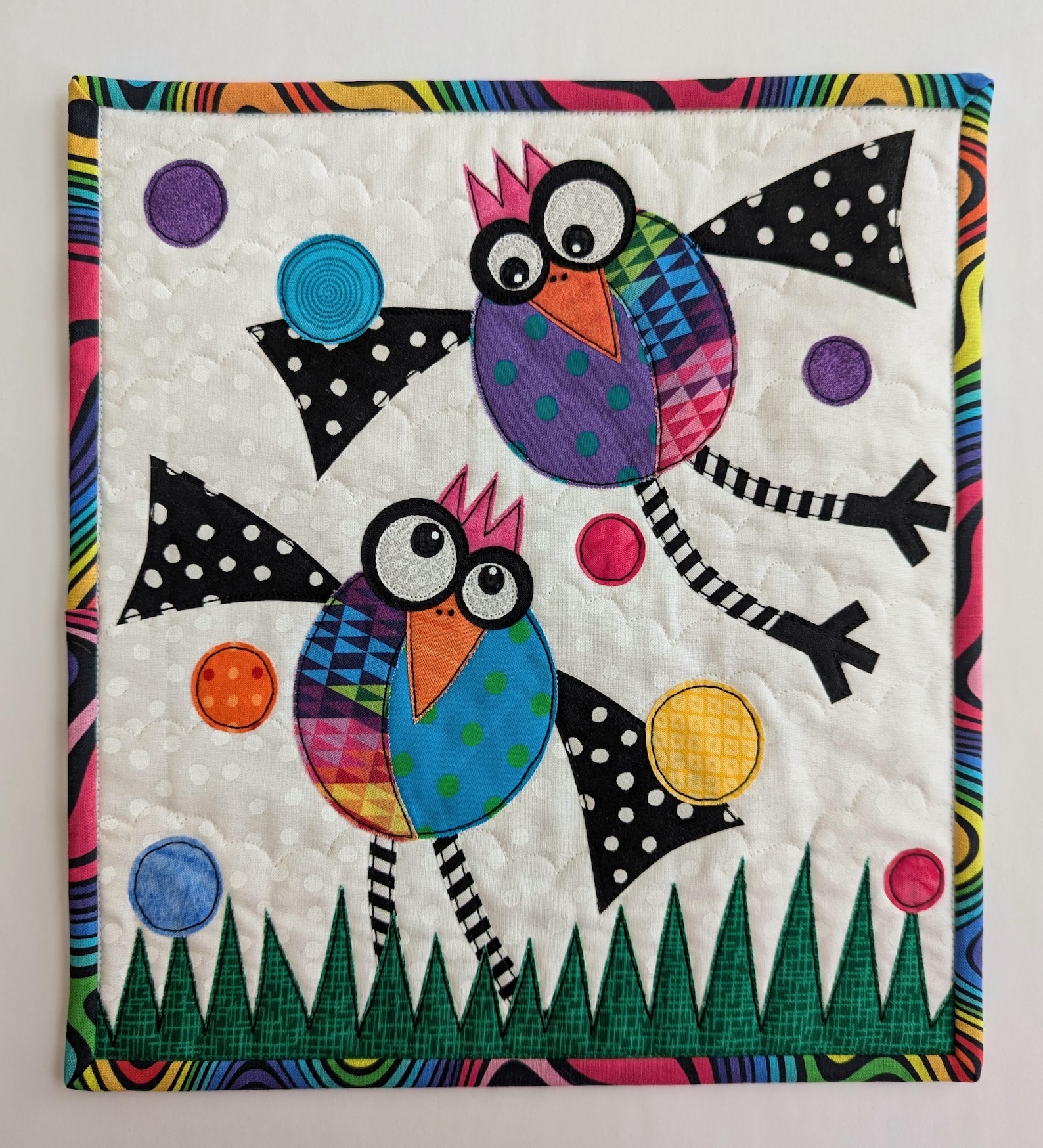 Razbeca Happy Birds - PDF Download Mini Quilt Applique Page - Raw Edge ...