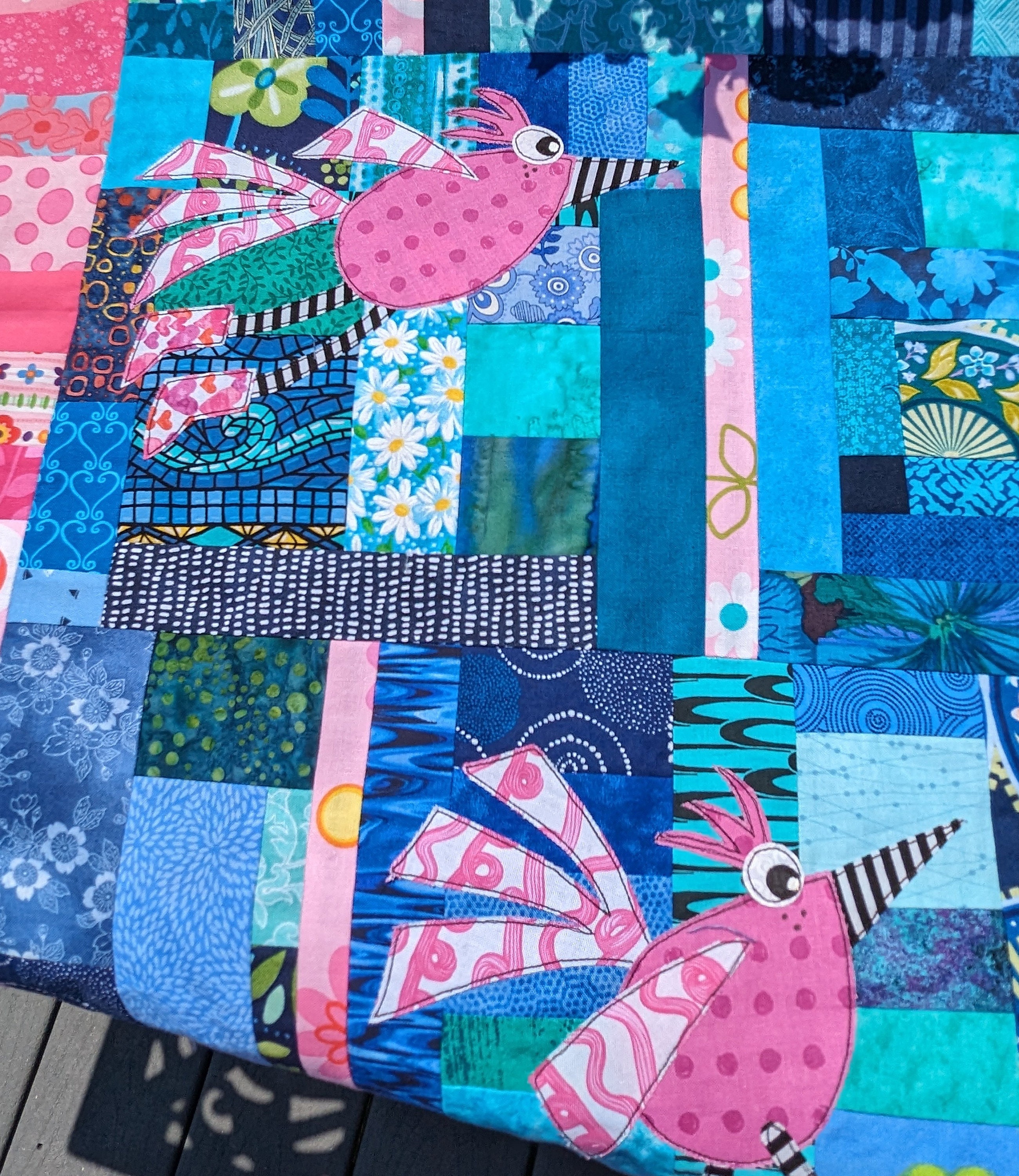 Scrappy Marian PRINTED Quilt Pattern - Raw Edge Applique - Razbeca's ...