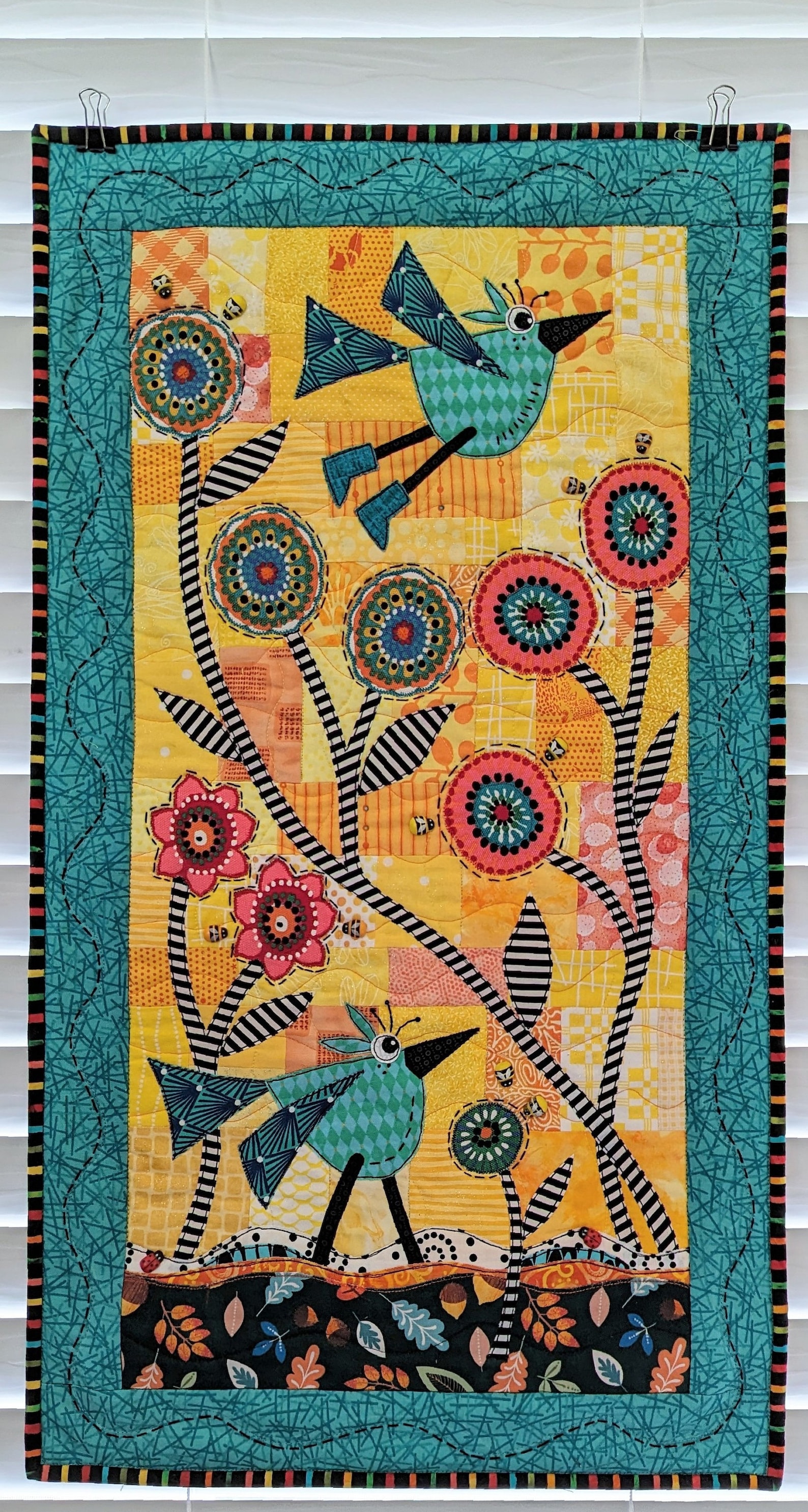 Sparky & Flicker PDF Pattern Full Color Mini Quilt Wall Hanging Razbeca ...