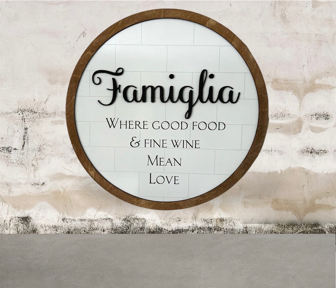 Famiglia Wooden Subway Tile Round Sign - Etsy