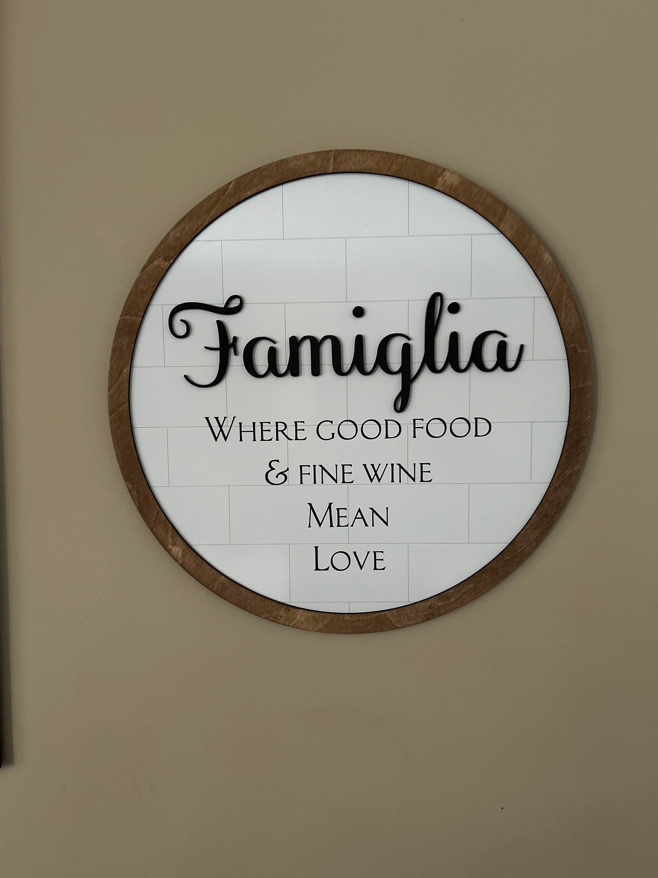 Famiglia Wooden Subway Tile Round Sign - Etsy