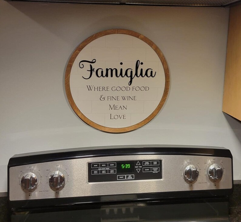 Famiglia Wooden Subway Tile Round Sign - Etsy