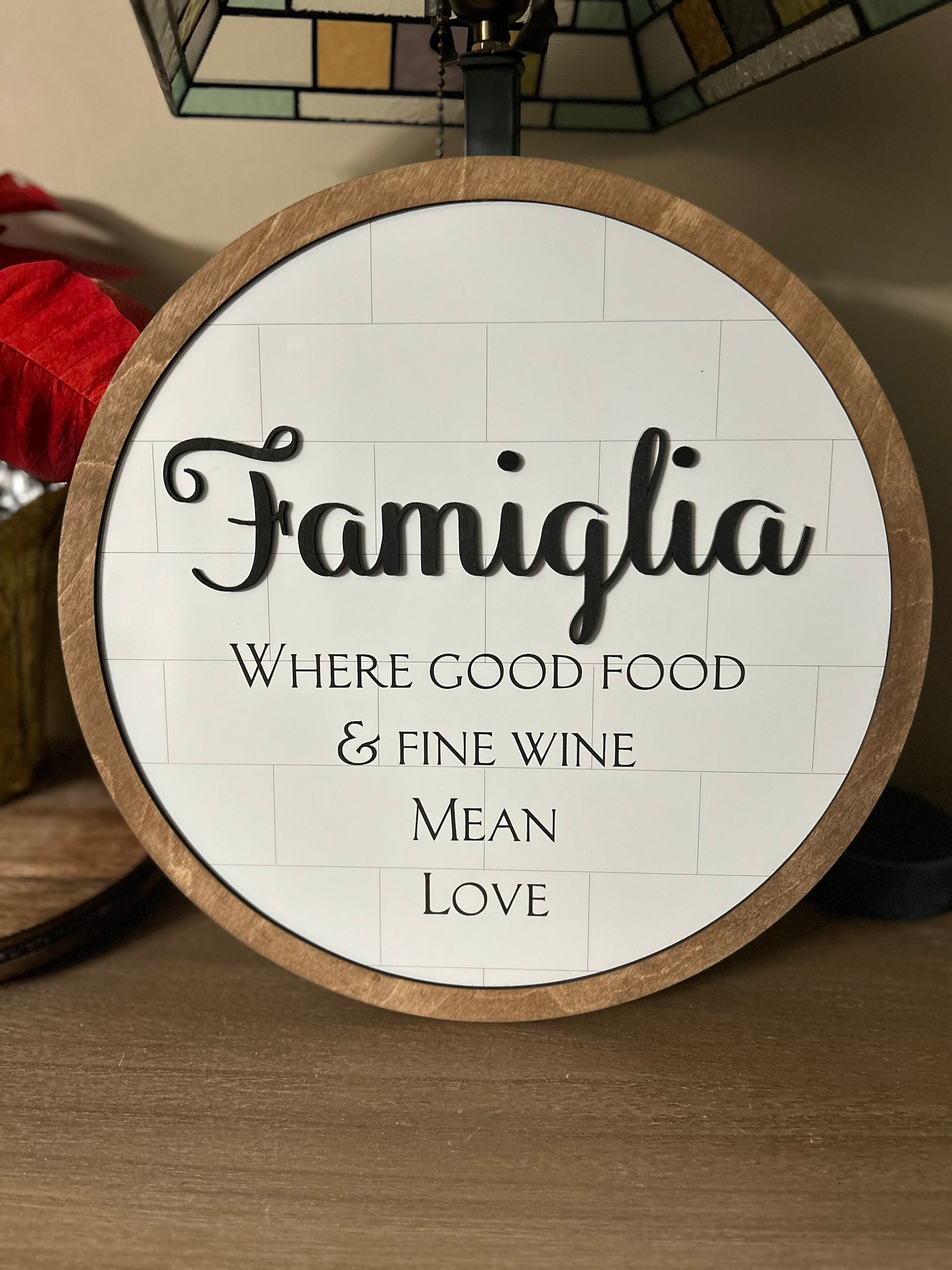 Famiglia Wooden Subway Tile Round Sign - Etsy