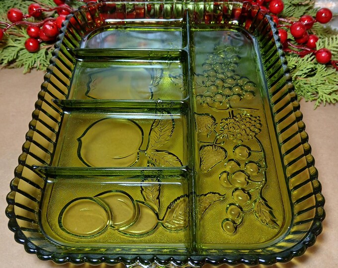 Indiana Glass Divided Appetizer Tray- 1970's Glass Tableware ...