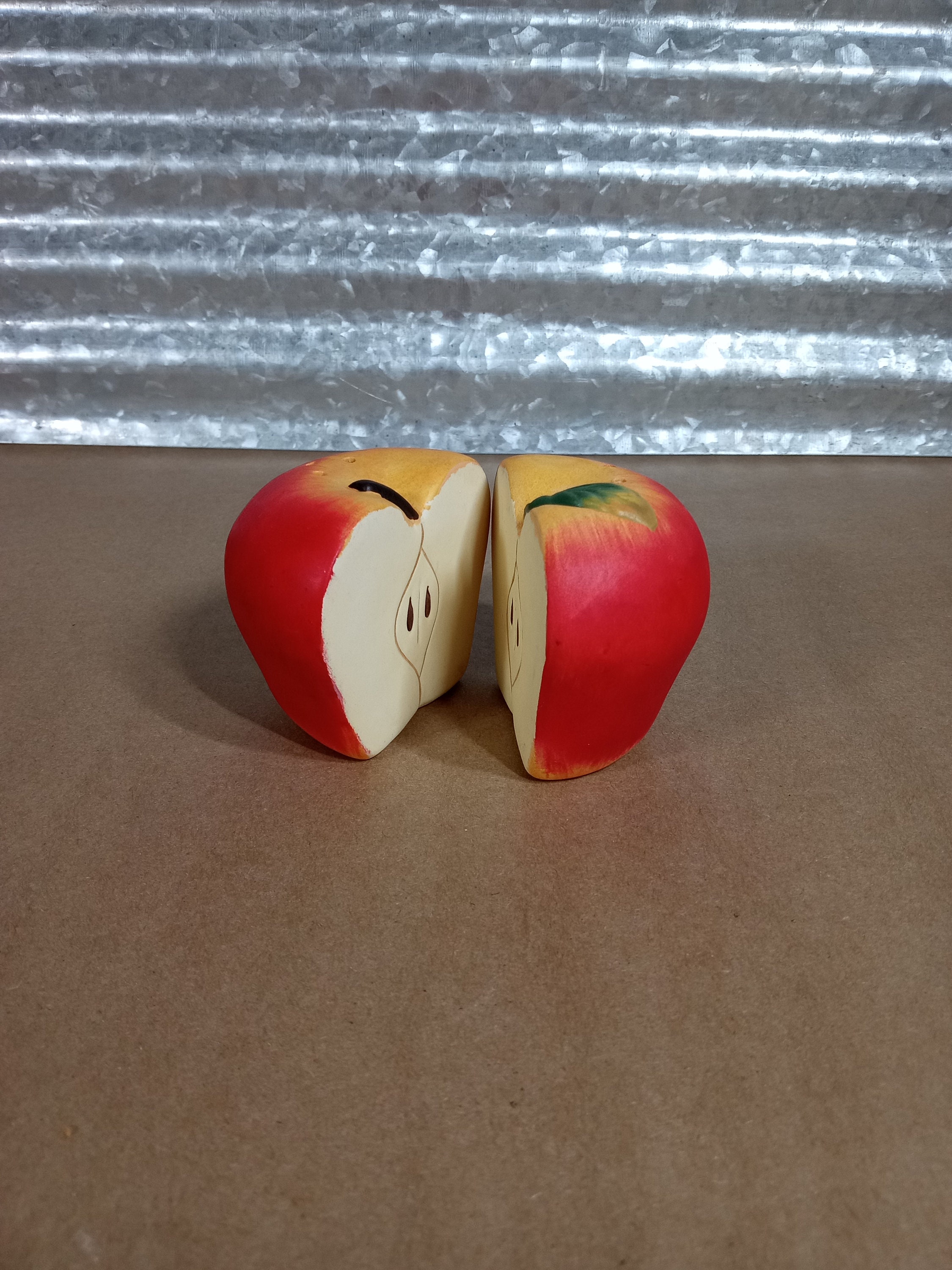 Vintage Sliced Apple Salt and Pepper Shakers- Hand Glazed Matte Finish ...