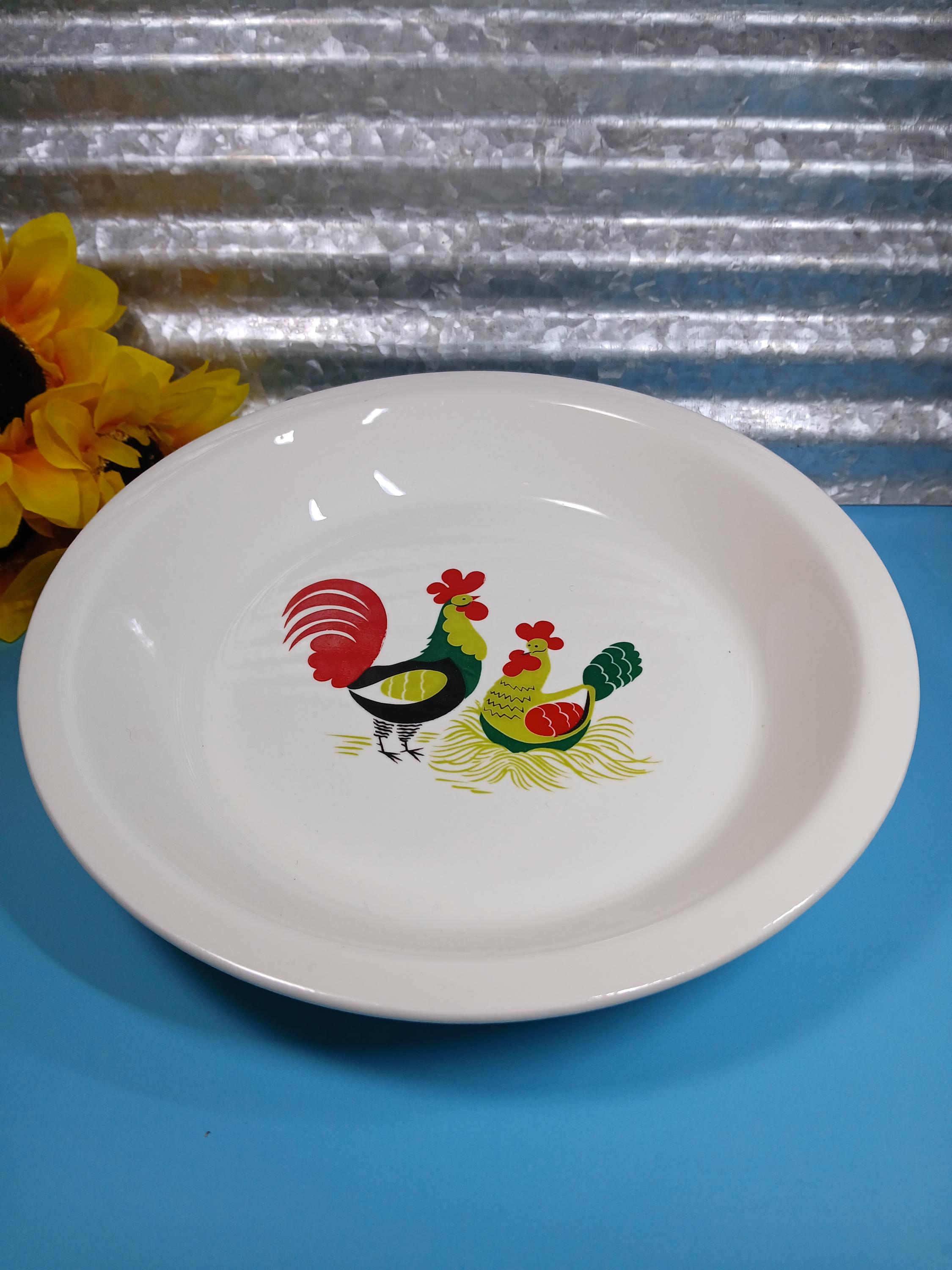 Mid-century Modern Rooster and Hen Pie Dish- Stylized Kitchen Ware - Etsy