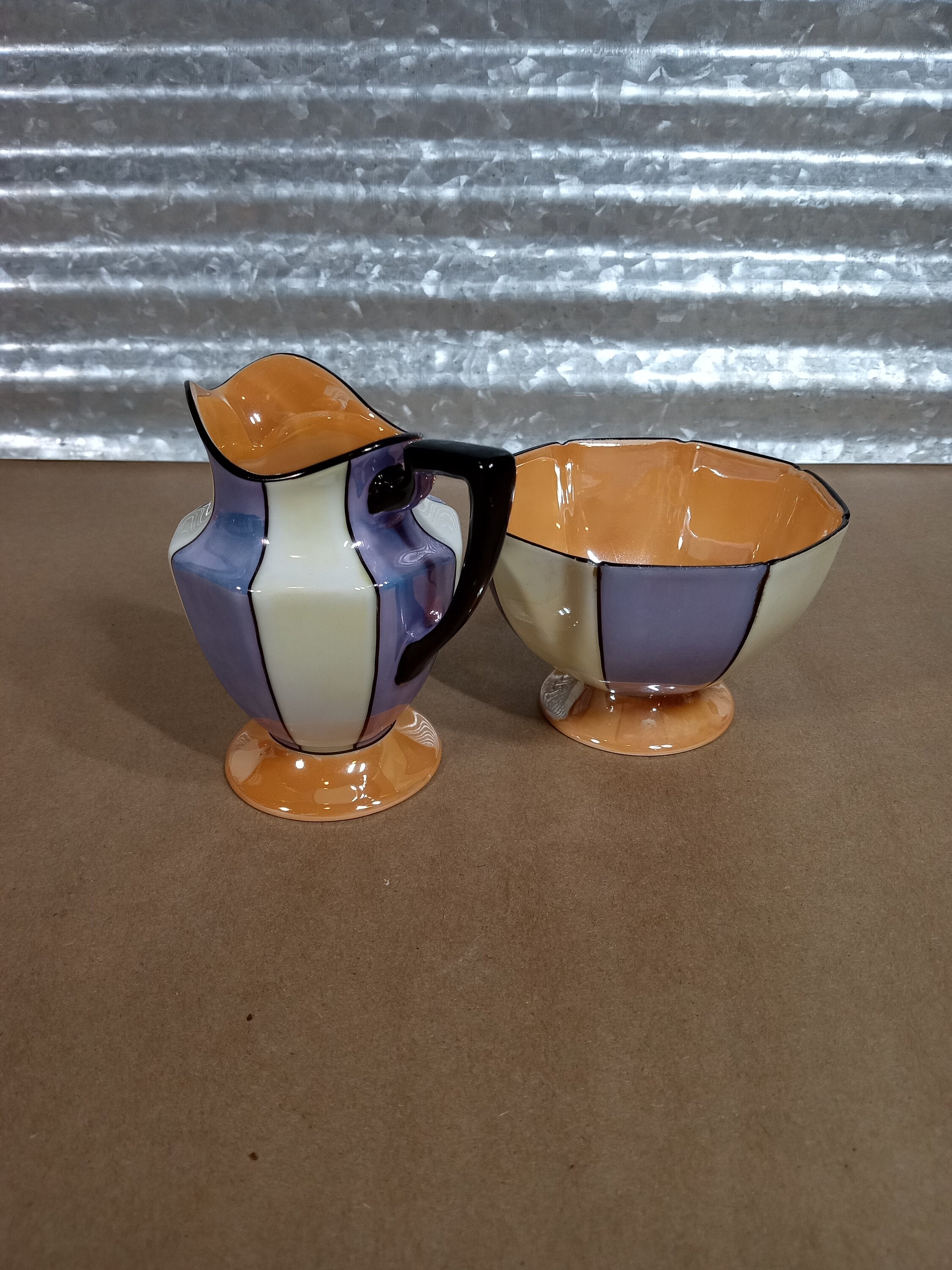 Art Deco Lusterware Creamer and Sugar Bowl Set Vintage Hand - Etsy