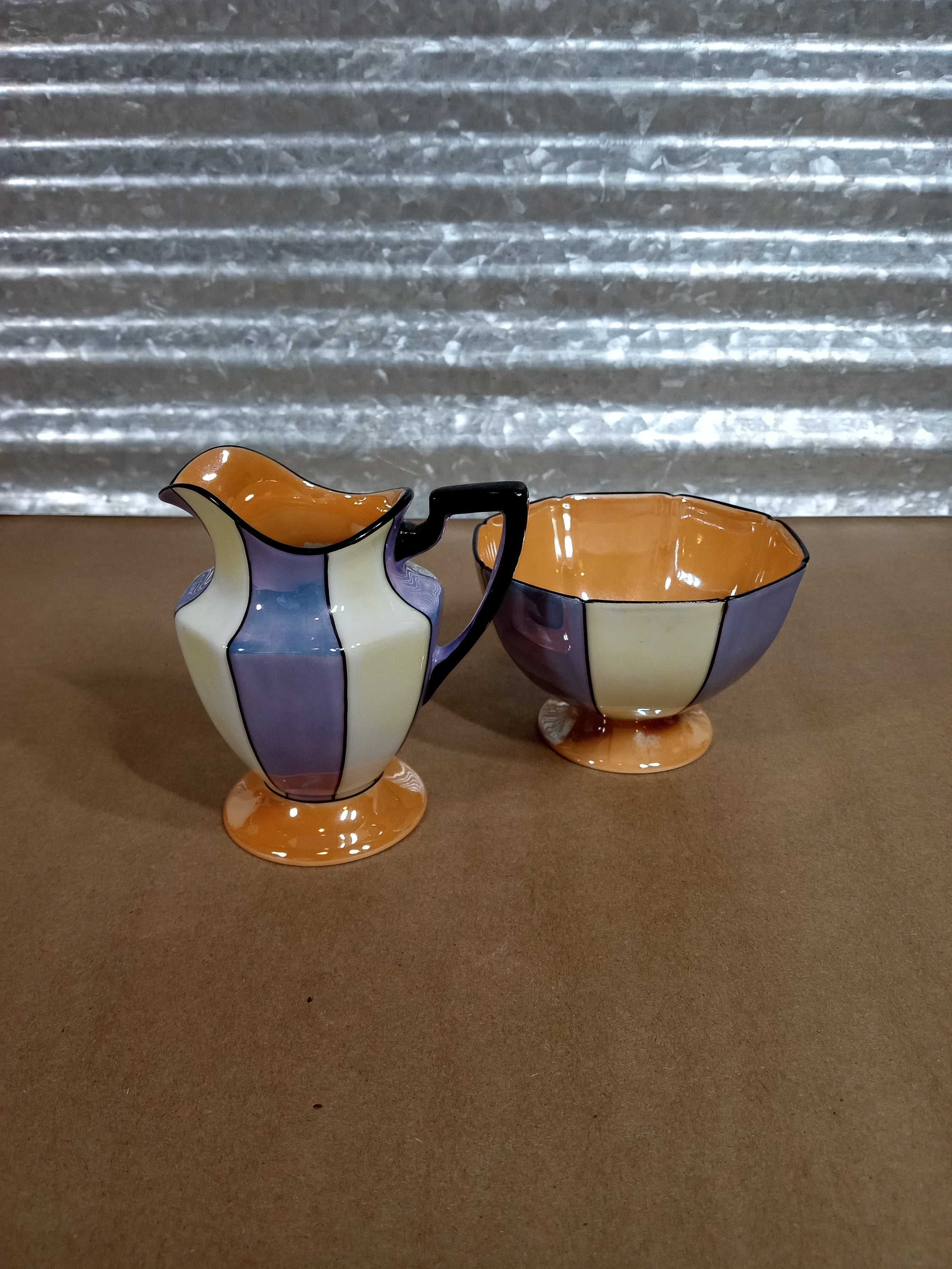Art Deco Lusterware Creamer and Sugar Bowl Set Vintage Hand - Etsy