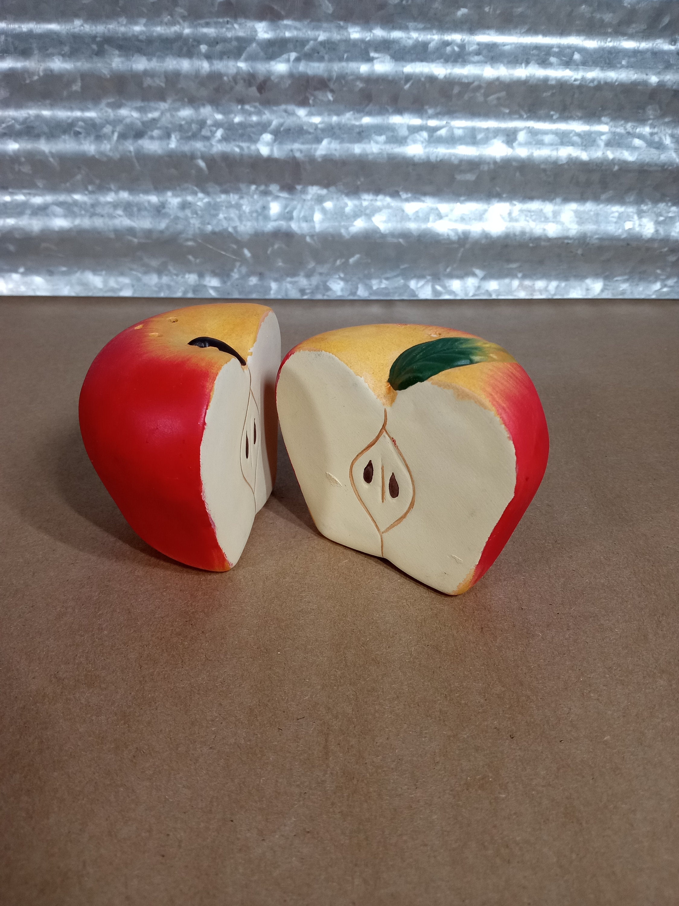 Vintage Sliced Apple Salt and Pepper Shakers- Hand Glazed Matte Finish ...