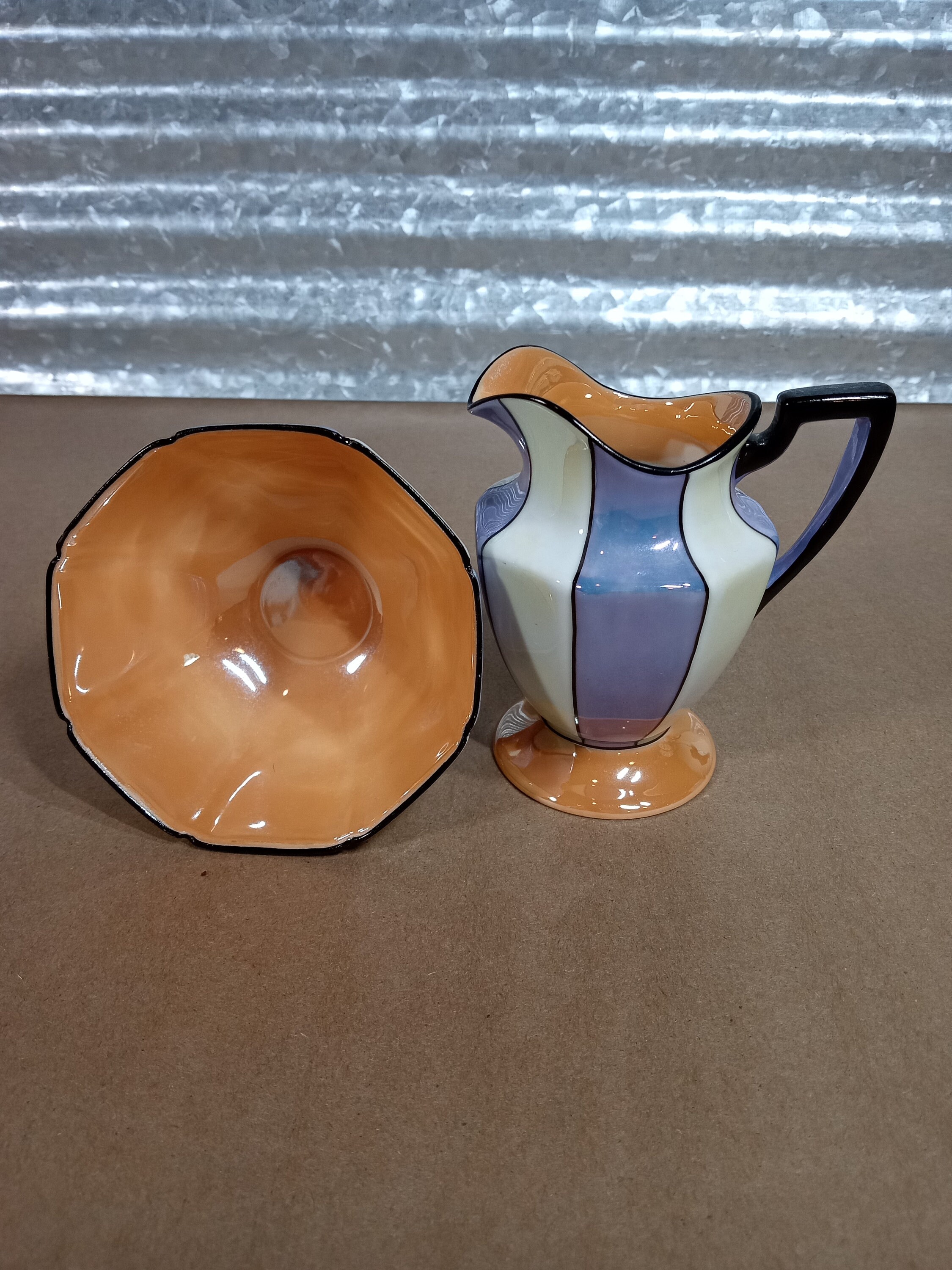 Art Deco Lusterware Creamer and Sugar Bowl Set Vintage Hand - Etsy