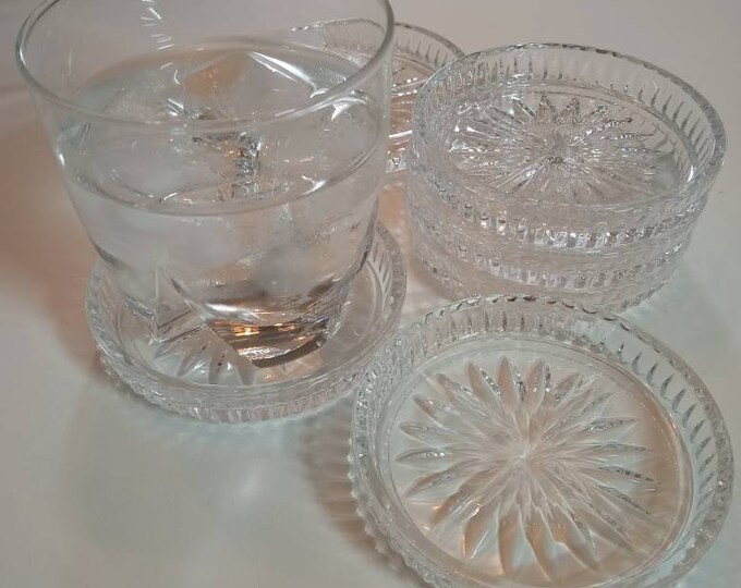 Vintage Crystal Coasters-set of 6 Elegant Cut Glass Coasters- Clear and ...