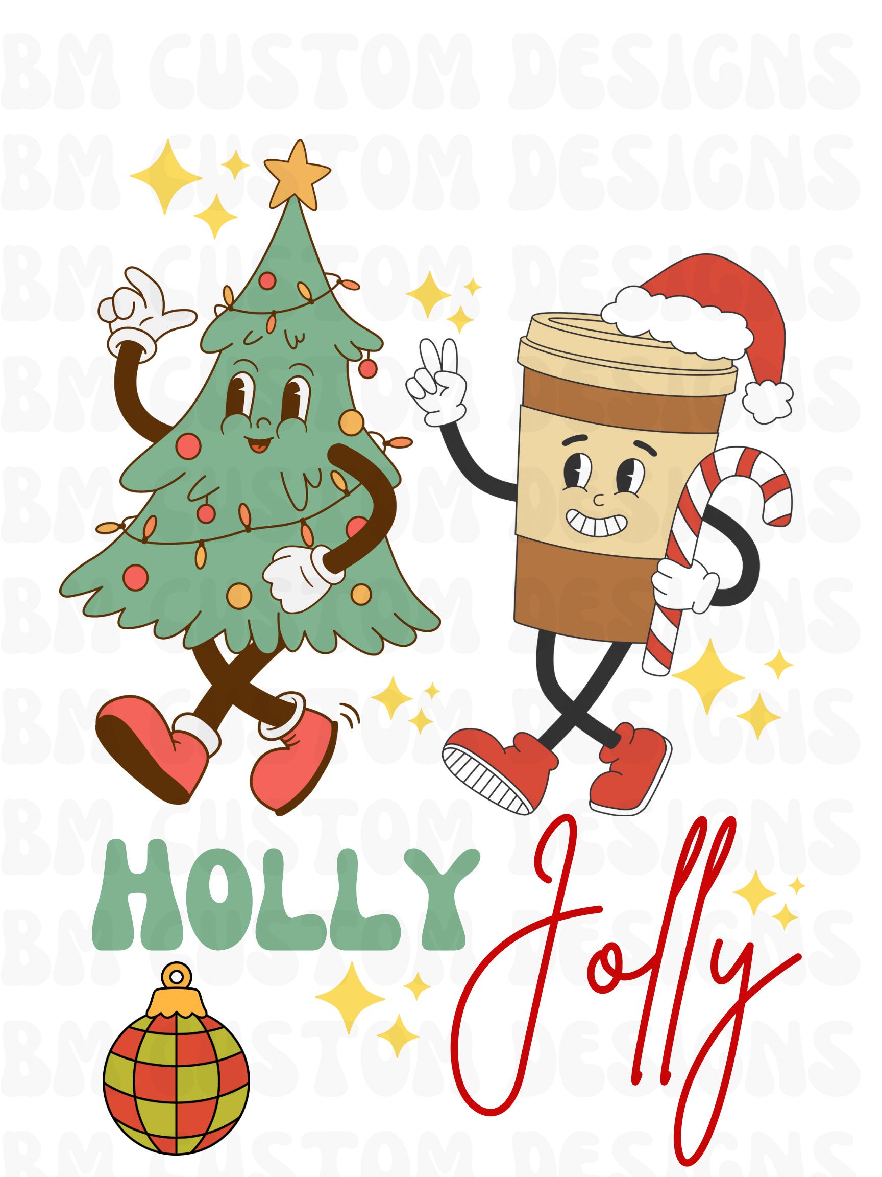 Retro Holly Jolly PNG - Etsy