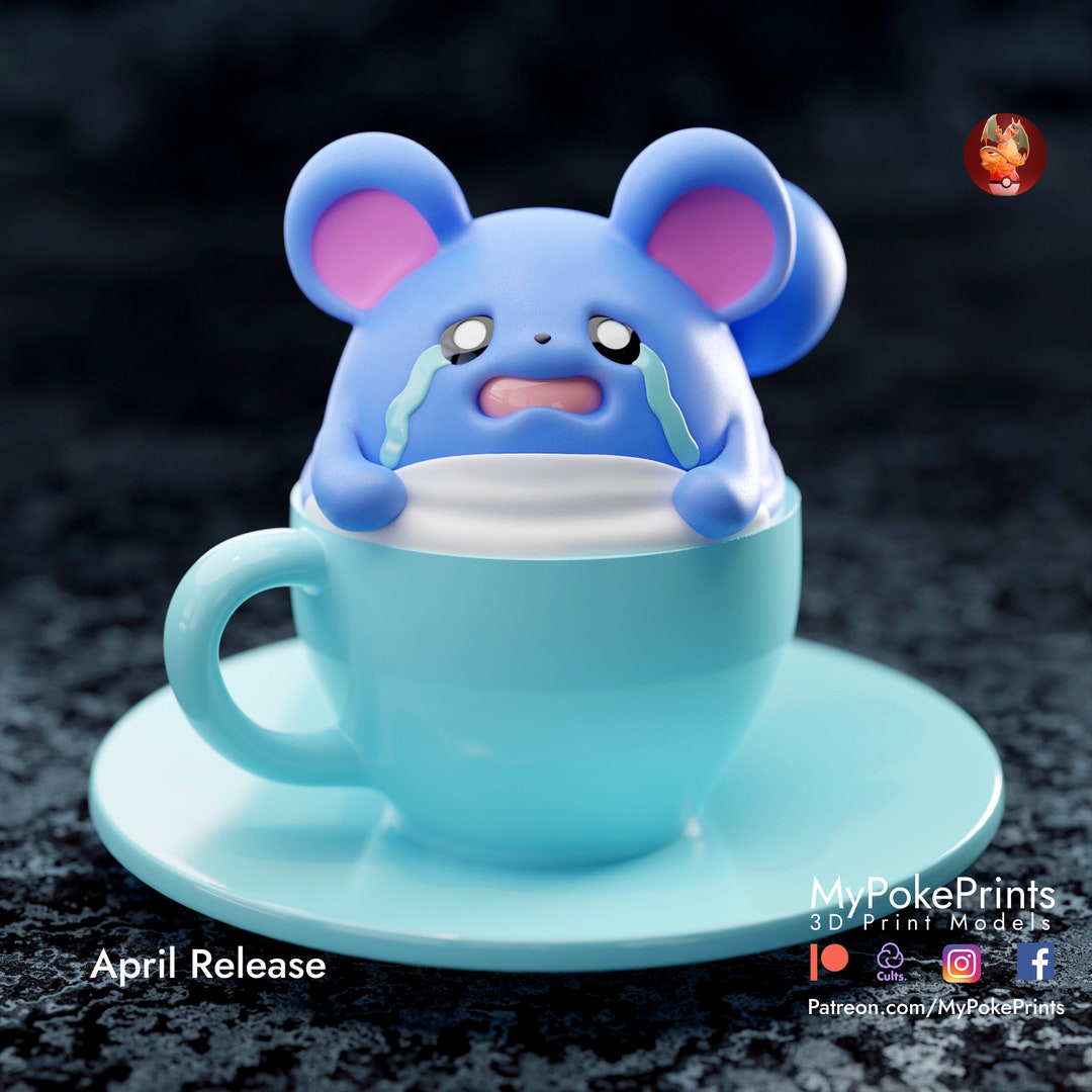Pokemon Fan-made Marill in a Cup Figure Mypokeprints 3D Printed Pokemon ...