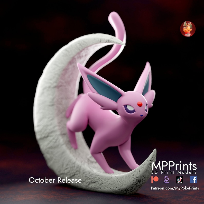 Pokemon Espeon on Moon Fan-made Figure Mypokeprints 3D Printed Model ...