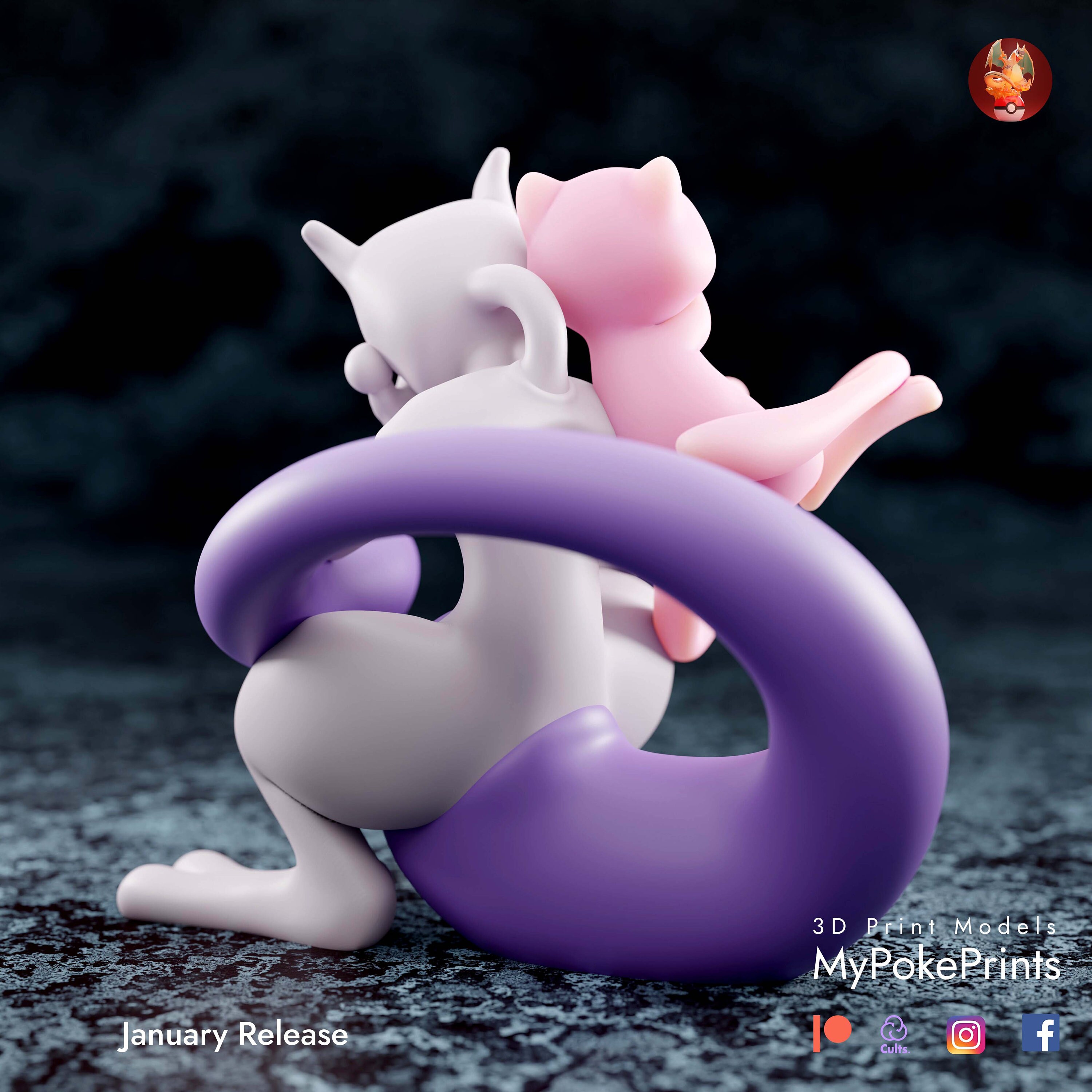 Mewtwo and Mew Duo Statue Mypokeprints 3D Printed Pokemon - Etsy
