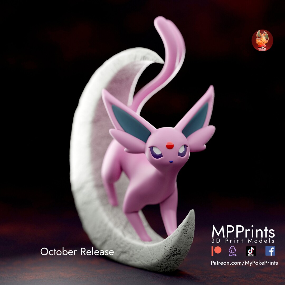 Pokemon Espeon on Moon Fan-made Figure Mypokeprints 3D Printed Model ...
