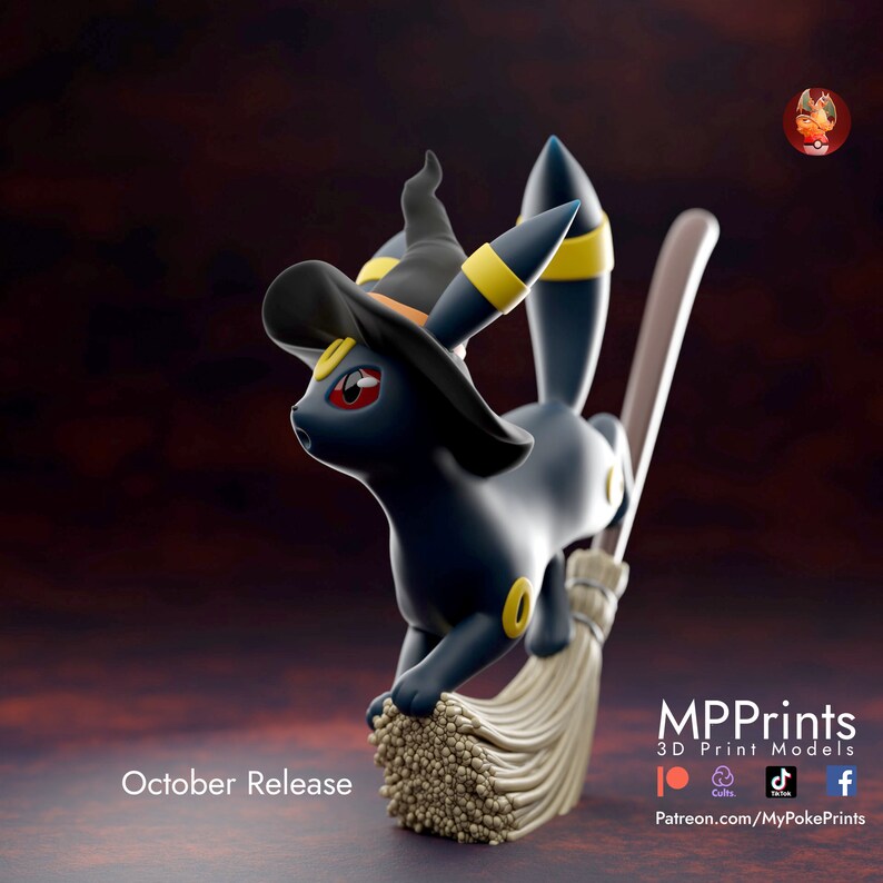 Pokemon Umbreon on Broom Fan-made Figure Mypokeprints 3D - Etsy