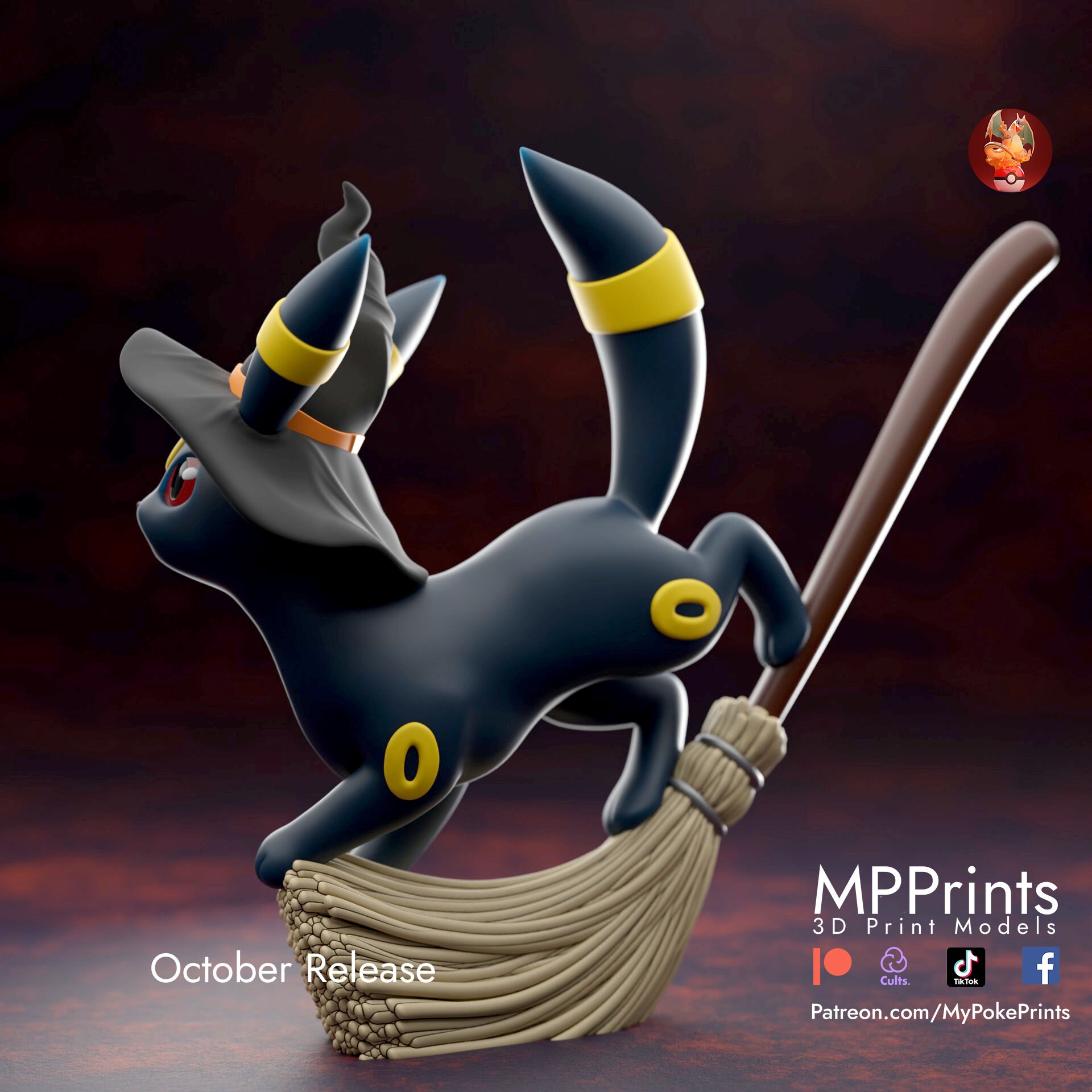 Pokemon Umbreon on Broom Fan-made Figure Mypokeprints 3D - Etsy