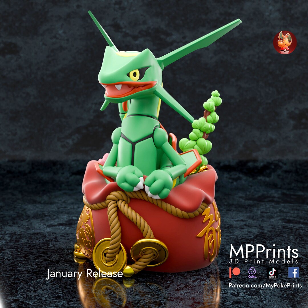 Fan-made Pokemon Rayquaza 3D Printed Model Kit Year of the Dragon ...