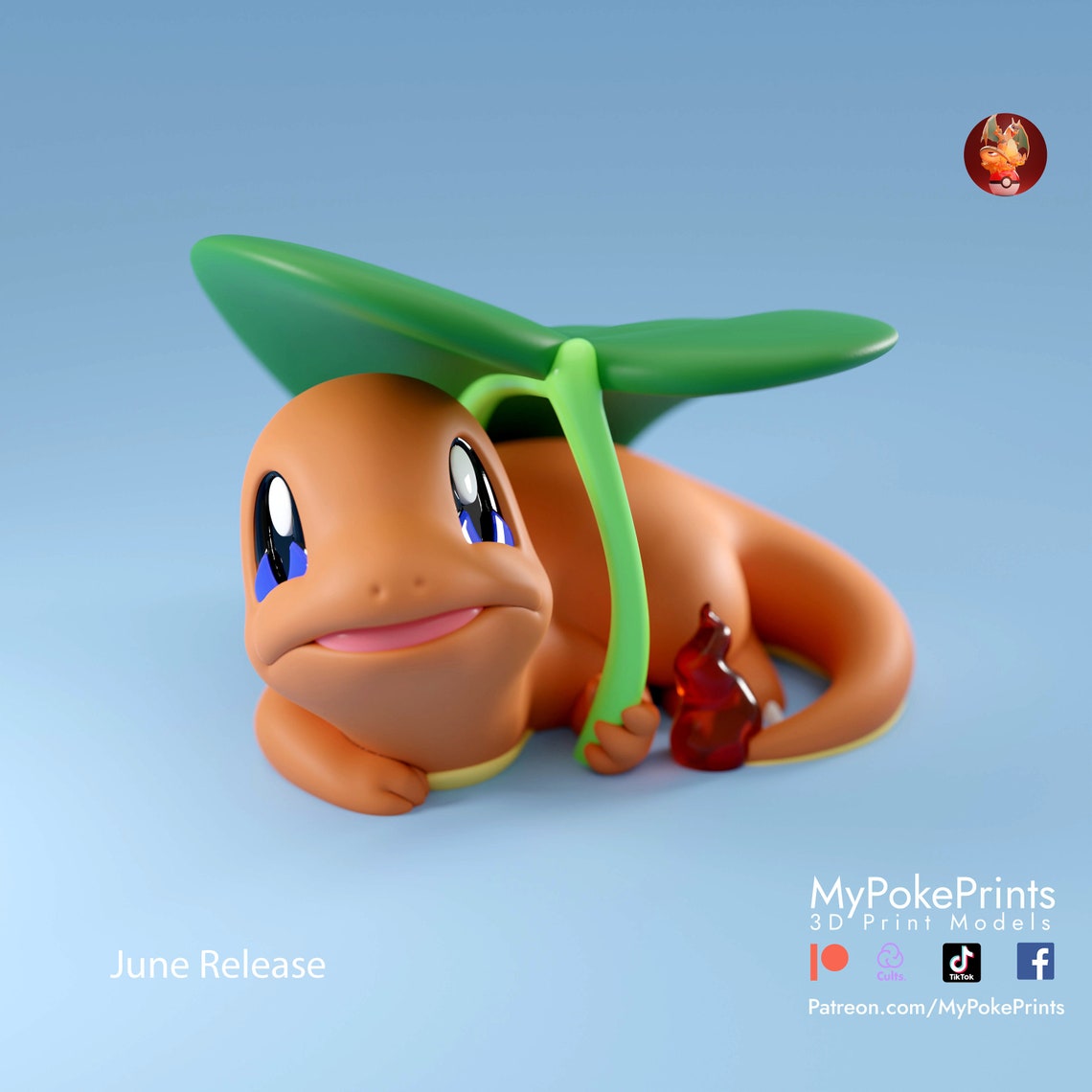 Pokemon Fan-made Charmander Under Leaf Figure Mypokeprints - Etsy