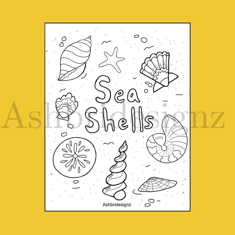 Seashells Coloring Page Made for a Fun Summer Activity Easy - Etsy
