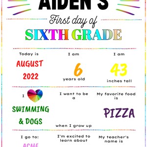 FIRST DAY of SCHOOL Sign - Editable and Printable for Kg Through 6th ...