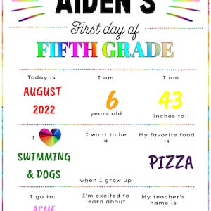 FIRST DAY of SCHOOL Sign - Editable and Printable for Kg Through 6th ...