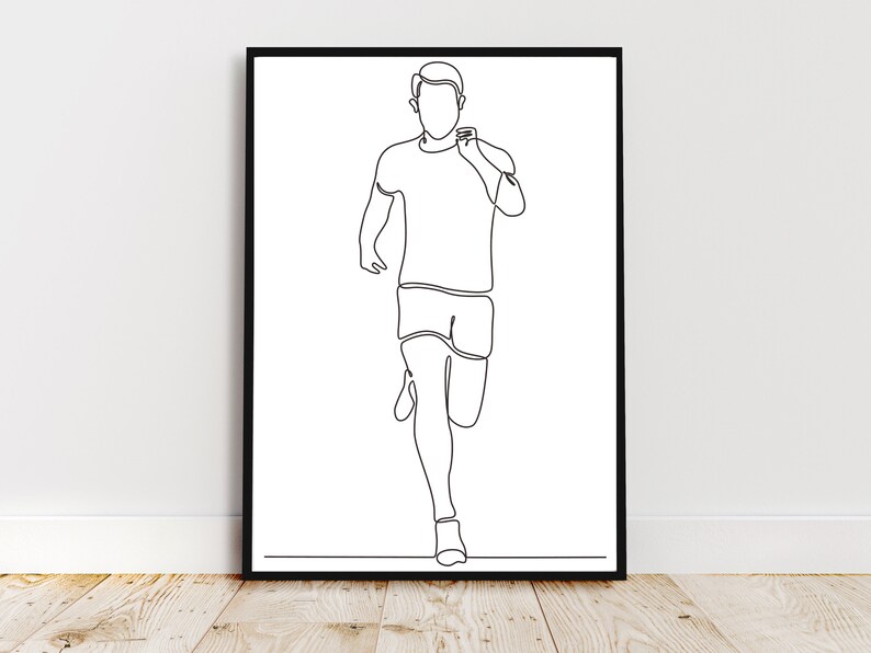 Minimalist Running Line Art Runner Line Art Run Wall Art Print Sport ...