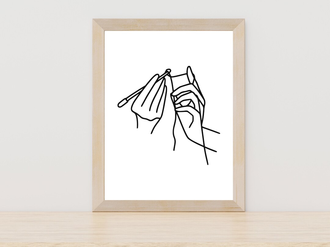 Crochet Line Art, Crochet Gifts, Sewing Room Decor, Hobby Wall Art ...