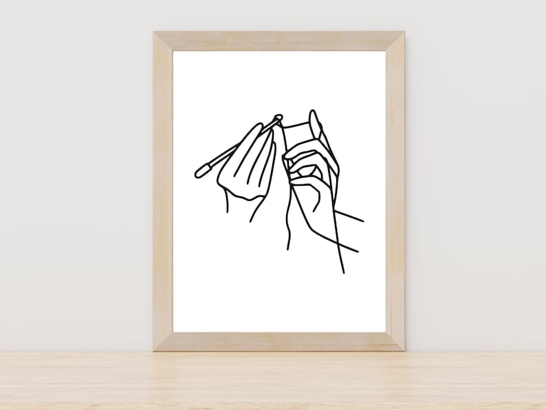 Crochet Line Art Crochet Gifts Sewing Room Decor Hobby Wall - Etsy