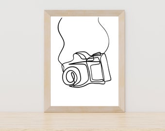 Minimalist Camera Line Art Print - Etsy